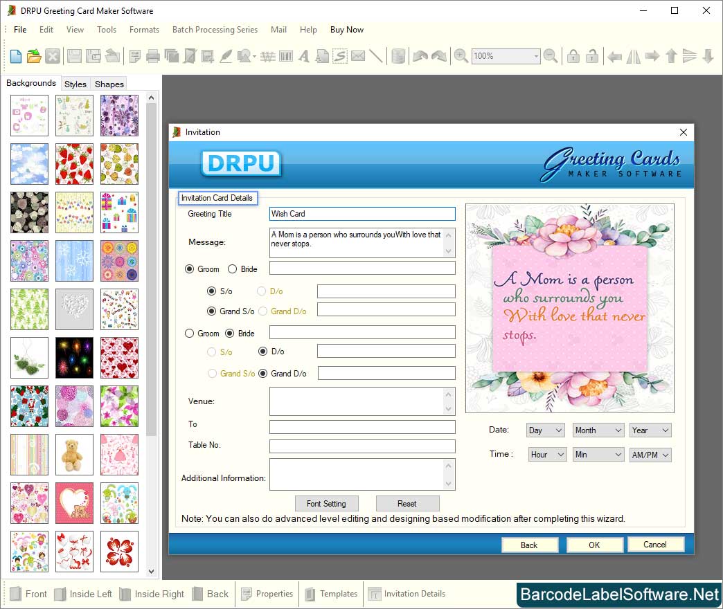 Greeting Card Maker Software Creates Greeting Card For Birthday Wedding