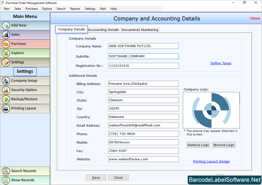 Screenshots of Purchase Order Software to manage business transaction ...