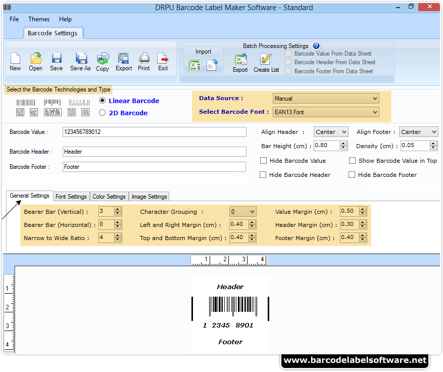 Barcode Label Maker tool creates standard barcode labels, stickers