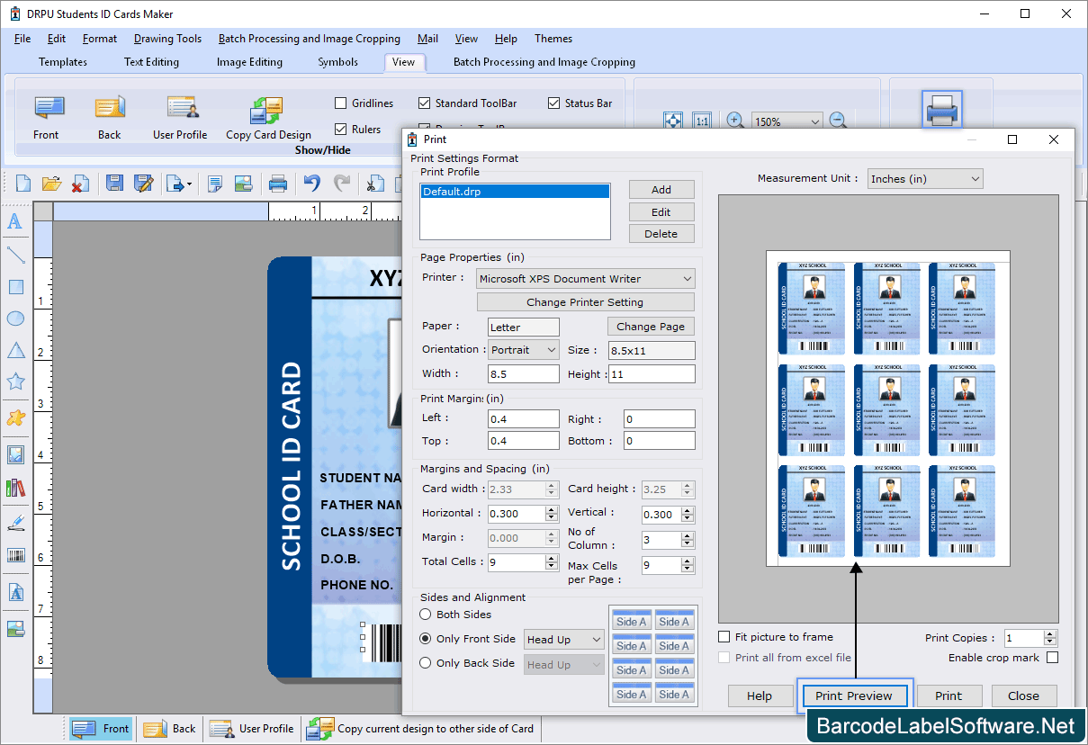 Screenshots of Student ID Cards Maker Software to design and print ...