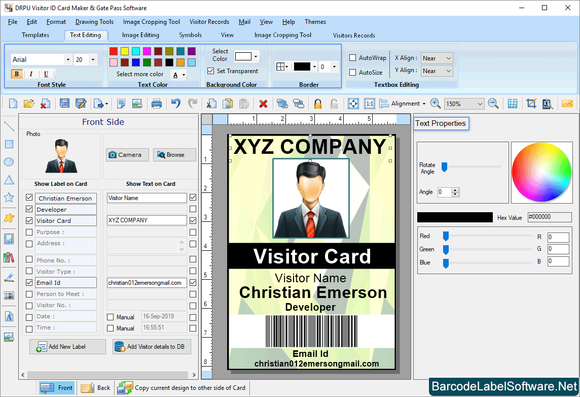 Visitors Gate Pass ID Cards Maker Software creates Visitors Pass