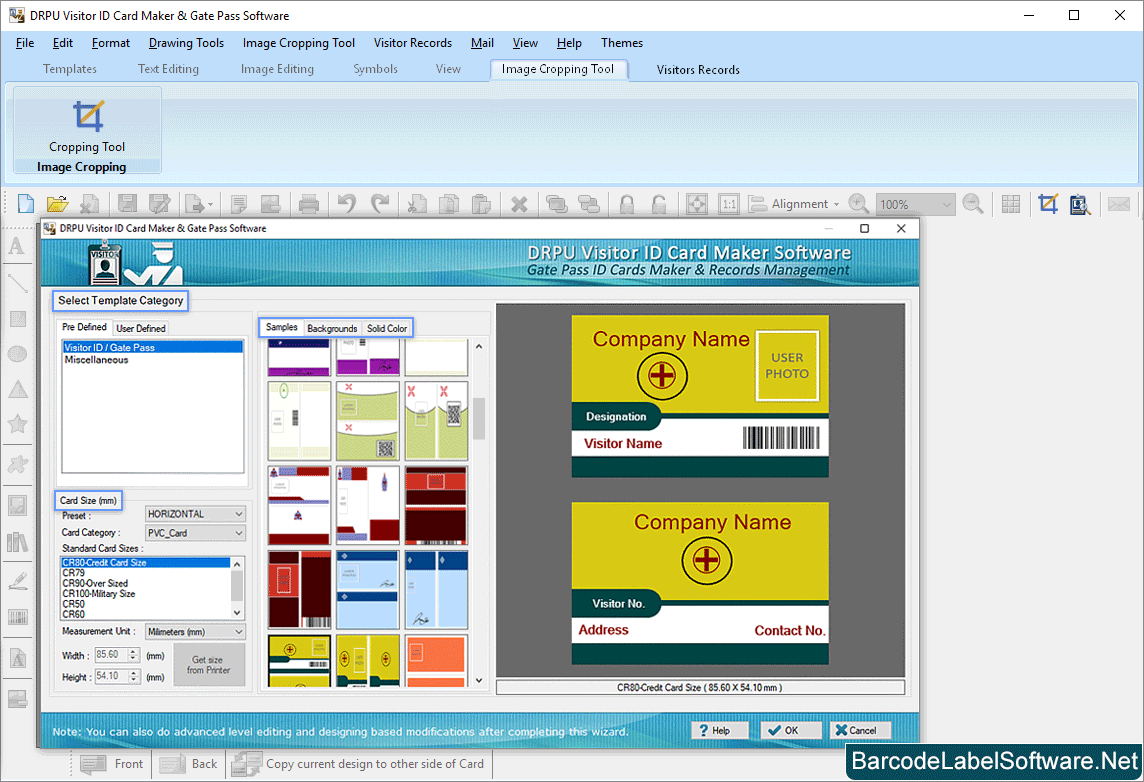 Screenshots of Visitors Gate Pass ID Cards Maker Software to create ...